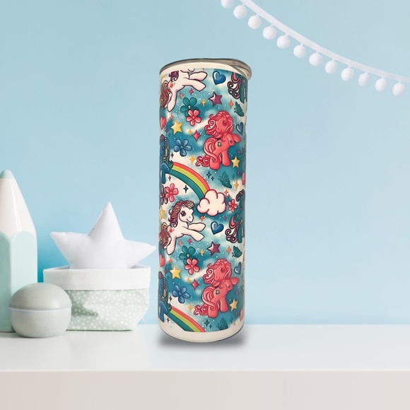 Dining | New 2 Oz Skinny Tumbler With Sliding Lid And Straw My Little ...